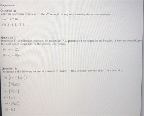 Solved Sequences Question Write An Expression Formula Chegg Com