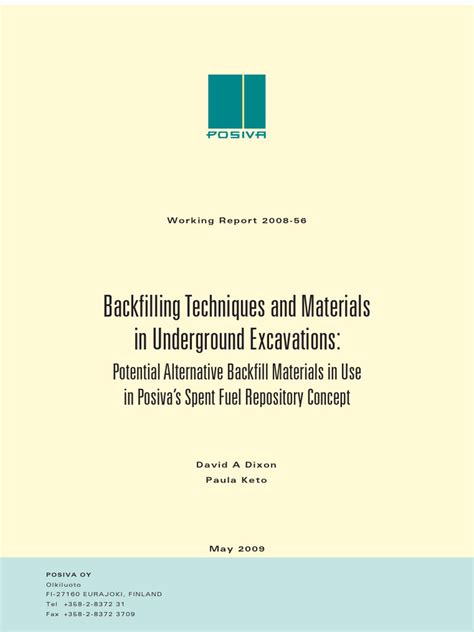 Backfilling Techniques And Materials In Underground Excavations Pdf