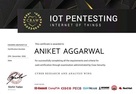 completed iot pentesting with craw security aniket aggarwal posted on