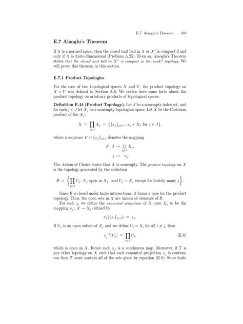 Alaoglus Theorem Pdf Compact Space Banach Space