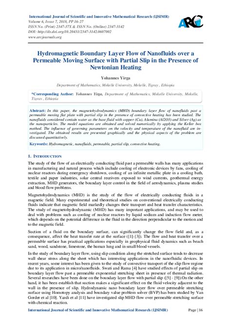 Pdf Boundary Layer Flow Of Nanofluids With Microorganisms Over A Non Linear Permeable