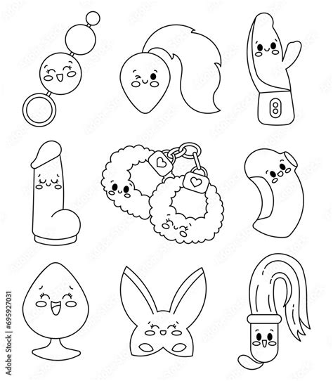 Cute Cartoon Toys For Adults Coloring Page Sex Shop Characters Only Good Mood Hand Style
