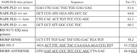 Primers And Calculated Melting Temperatures Download Table