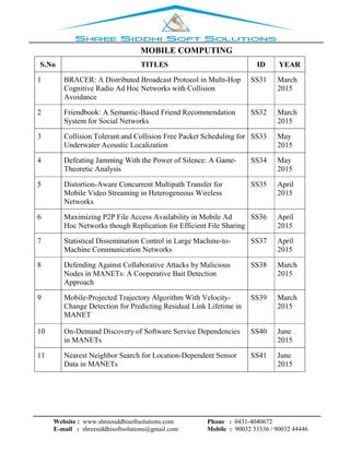 Msc IEEE Computer Science Projects Thanjavur PDF