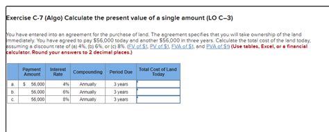 Solved Exercise C Algo Calculate The Present Value Of A Chegg