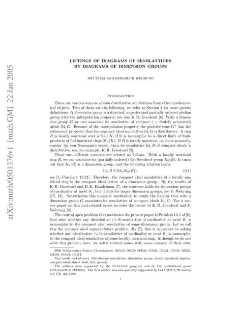 Pdf Liftings Of Diagrams Of Semilattices By Diagrams Of Dimension Groups