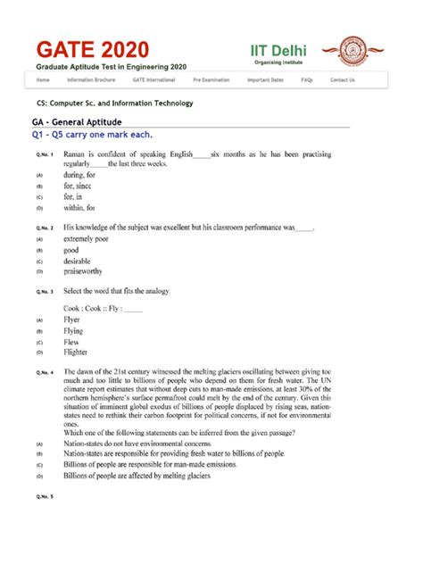 Gate Pyq 2020 Question Pdf