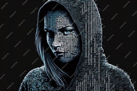 Premium Ai Image Binary Code Cracking By A Female Hacker