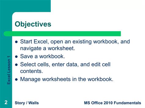 Lesson 2 Getting Started Microsoft Excelppt