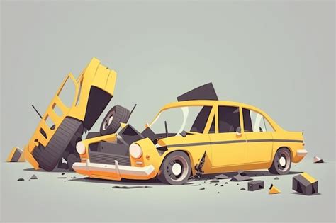 Crashes Involving Automobiles Cars Of A Generic Make And Model Failed Premium Ai Generated Image