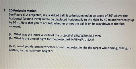 Solved D Projectile Motion See Figure A Projectile Chegg Com