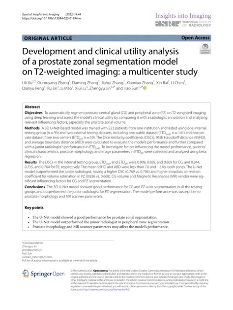 Pdf Development And Clinical Utility Analysis Of A Prostate Zonal