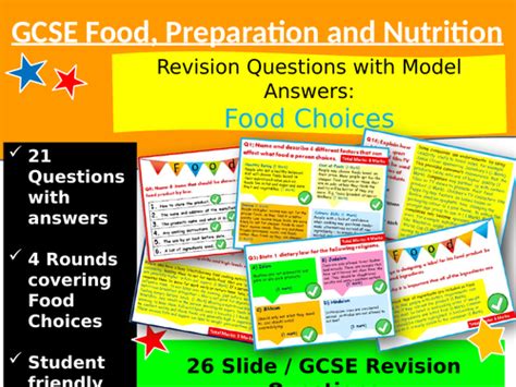 Gcse Food Revision Mock Questions With Model Anwers Food Choices Teaching Resources
