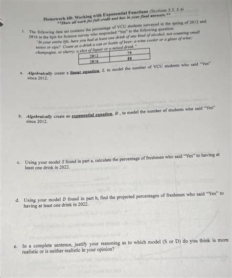 Solved Homework 6b Working With Exponential Functions