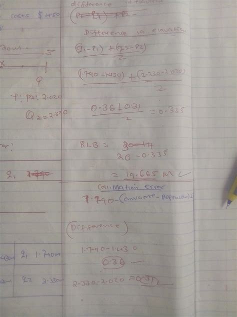Solved Determination And Adjustment Of Collimation Error 1 A Two Peg Course Hero