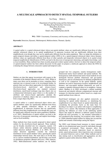 Pdf A Multiscale Approach To Detect Spatial Temporal Outliers