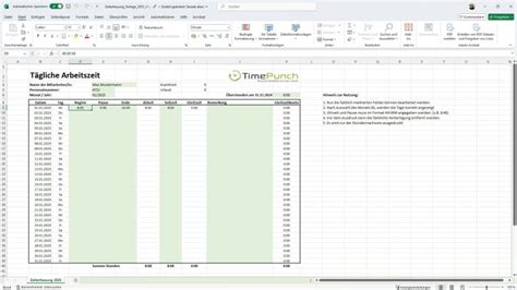 Kostenlose Excel Vorlage Zur Zeiterfassung 2025 Effiziente Arbeitszeiterfassung Leicht Gemacht