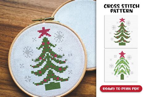 Christmas Tree Cross Stitch Pattern Graphic By Pin Crafter · Creative Fabrica