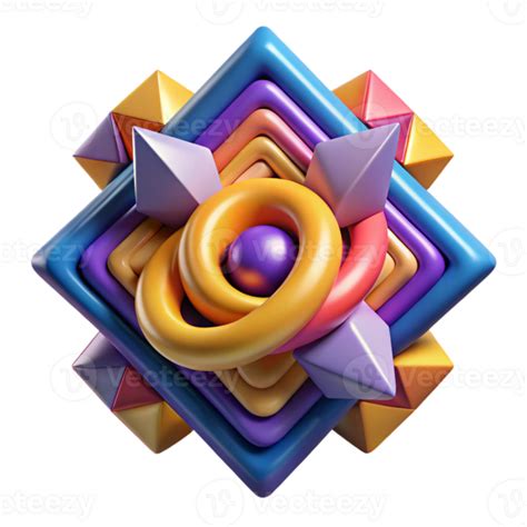 Impressive Traditional Abstract 3d Render Colorful Geometric Shapes