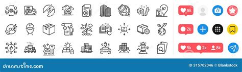 Diesel Station Windmill And Inspect Line Icons Pack For Web App Social Media Icons Vector