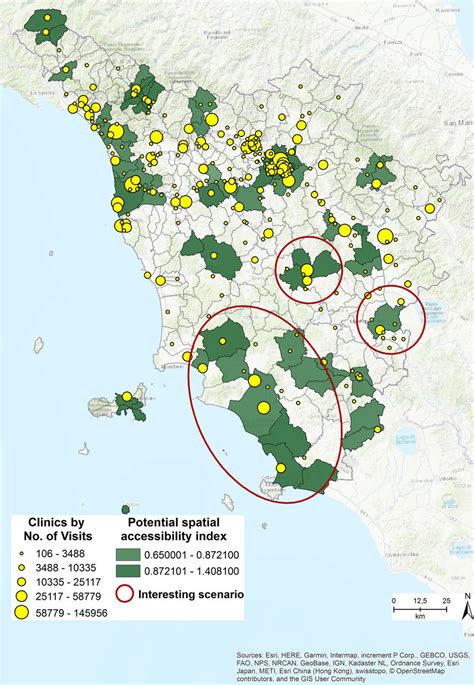Municipalities Characterized By A Potential Spatial Accessibility Index