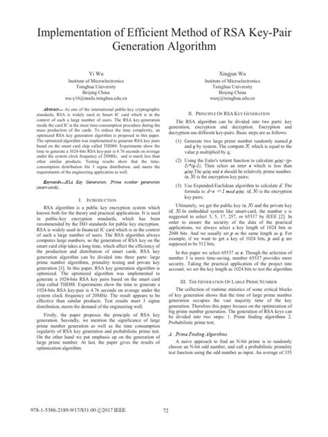 implementation of efficient method of rsa key pair pdf