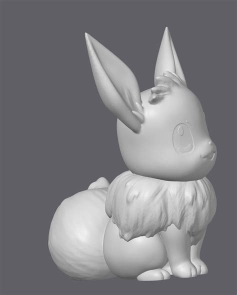 Eevee 3d Model Stl File High Quality Pokemon Sculpture Digital Download Diy Pokemon Decor