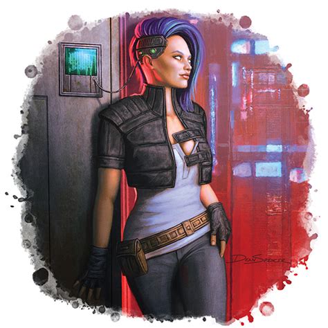 Filler Spot Colour Character Cyberpunk Hacker Girl Rpg Stock Art