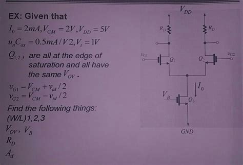 Solved R} Ex Given That 1 2ma Vcm 2v Vpp 5v Ucox