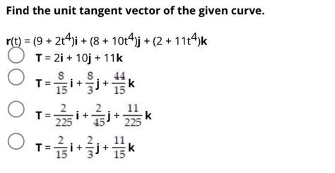 Solved Find The Unit Tangent Vector Of The Given Curve Chegg