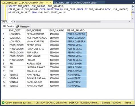 SQL First Value Sintaxis Y Ejemplos Sqlserverdb