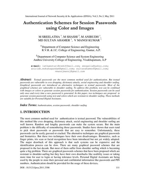 authentication schemes for session passwords using color and images pdf
