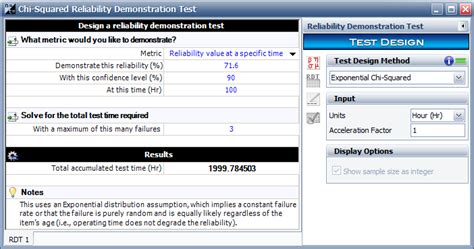 Exponential Chi Squared Reliability Demonstration Test Reliawiki