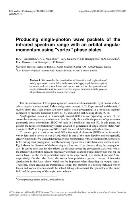 Pdf Producing Single Photon Wave Packets Of The Infrared Spectrum