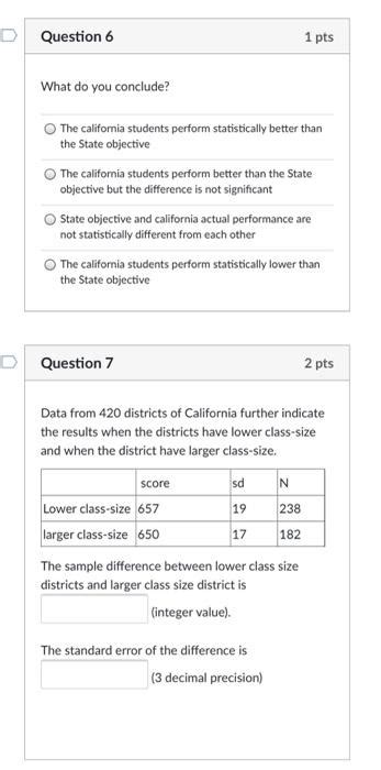 Solved D Question 6 1 Pts What Do You Conclude The