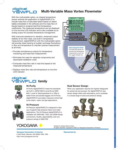 Yokogawa Digital Yewflow Vortex Flowmeters Pdf Internet Of Things Internet