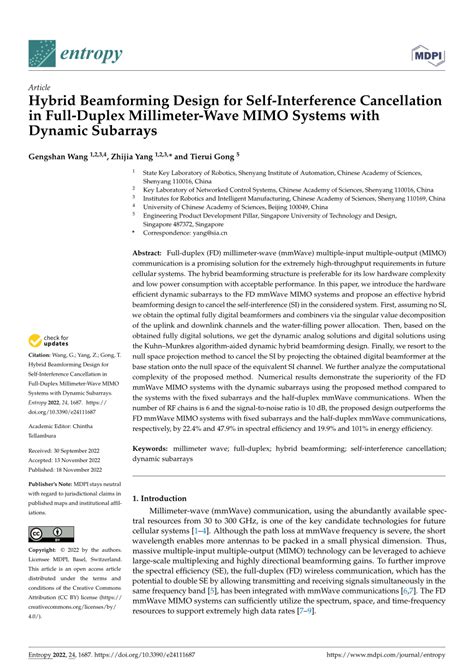 Pdf Hybrid Beamforming Design For Self Interference Cancellation In