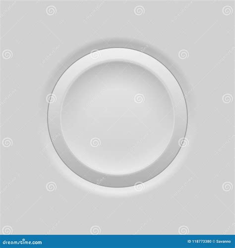 Gray Round Push Button Plastic Embossed 3d Interface Element Stock