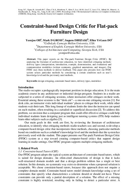 Pdf Constraint Based Design Critic For Flat Pack Furniture Design