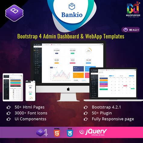 Bootstrap Admin Web App Bankio Bootstrap 4 Template