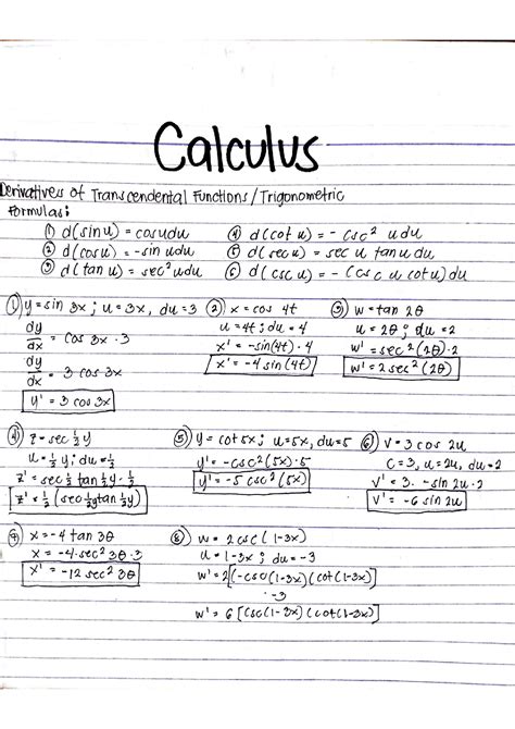 Solution Calculus Derivatives Of Transcendental Functions Of