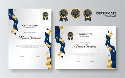 골드 배지와 테두리가 있는 업적 템플릿의 파란색 및 금 인증서 0명에 대한 스톡 벡터 아트 및 기타 이미지 0명 가상현실