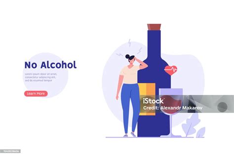 그림 마시지 마세요 건강한 사람들은 알코올 음료를 거부합니다 알코올 중독의 개념 술이 없는 냉정하고 건강한 생활 방식 웹 배너를