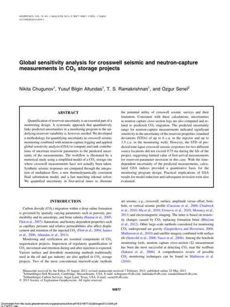 global sensitivity analysis for crosswell seismic and neutron capture