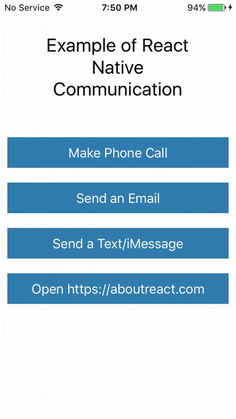 Phone Call Sms Email Using React Native Communication