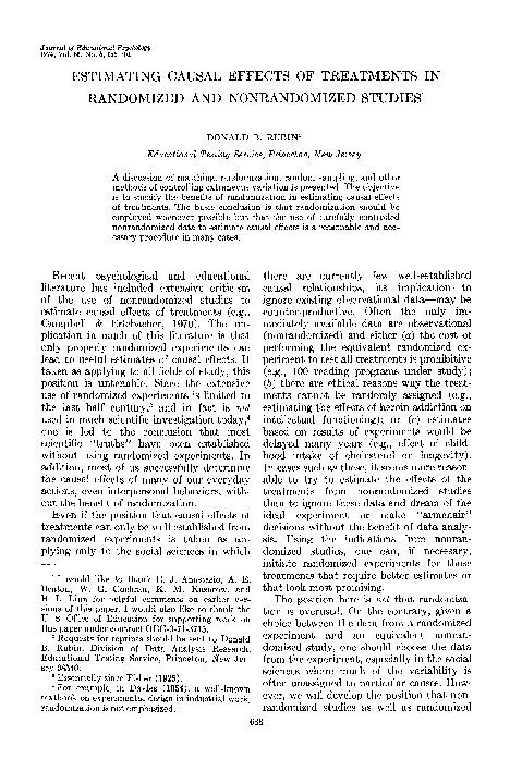 Pdf Estimating Causal Effects Of Treatments In Randomized And