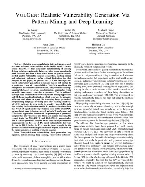 Pdf Vulgen Realistic Vulnerability Generation Via Pattern Mining And