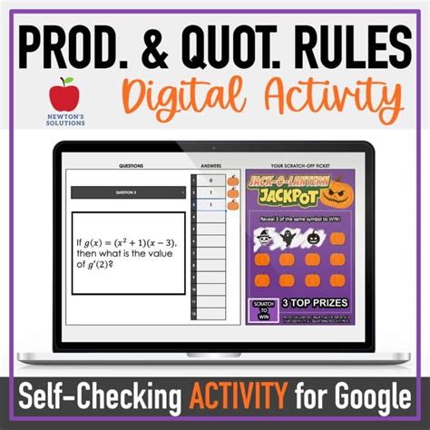 Derivatives Using The Product And Quotient Rule Halloween Activity For Calculus