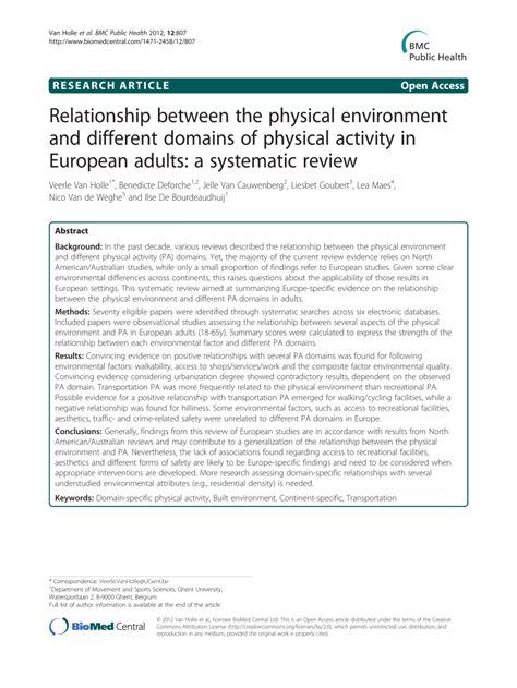 Pdf Relationship Between The Physical Environment And Different