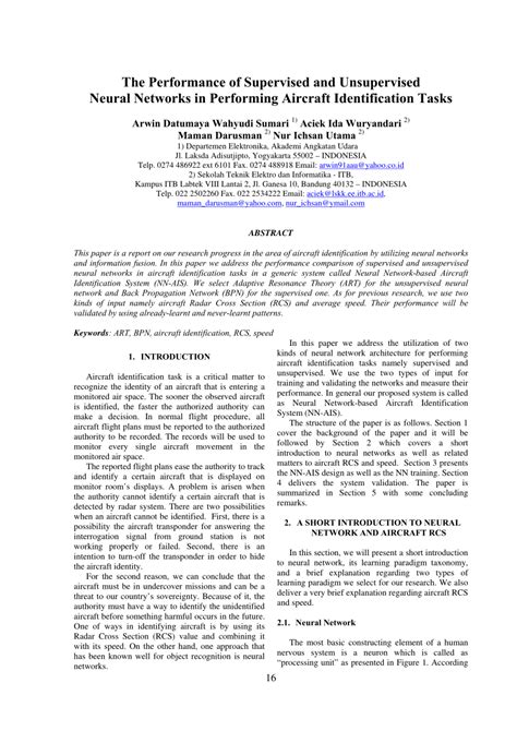 Pdf The Performance Of Supervised And Unsupervised Neural Networks In Performing Aircraft